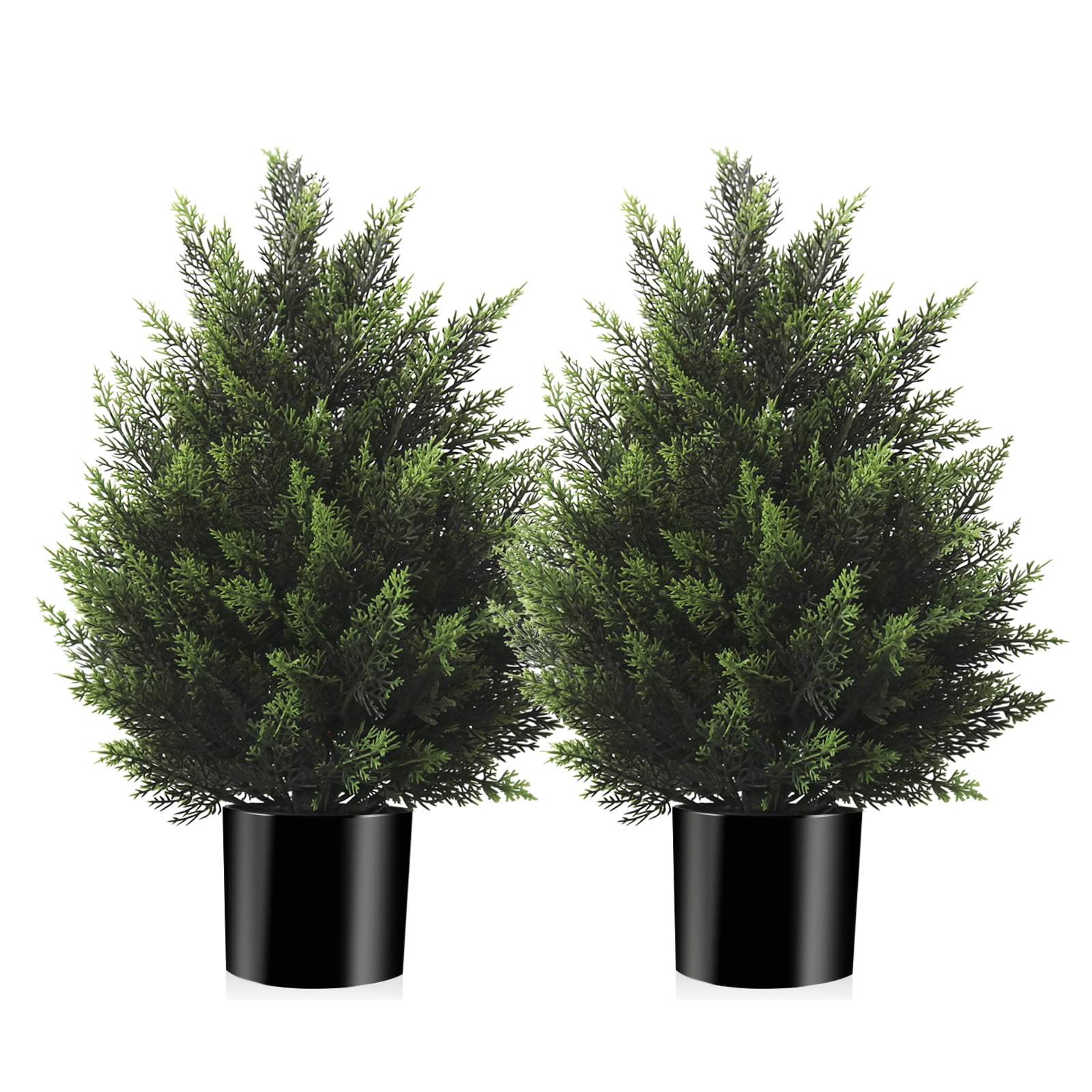 2FT Artificial Cedar Topiary Tree Lifelike Faux Cedar Pines Christmas Trees UV Rated Faux Shrubs ...