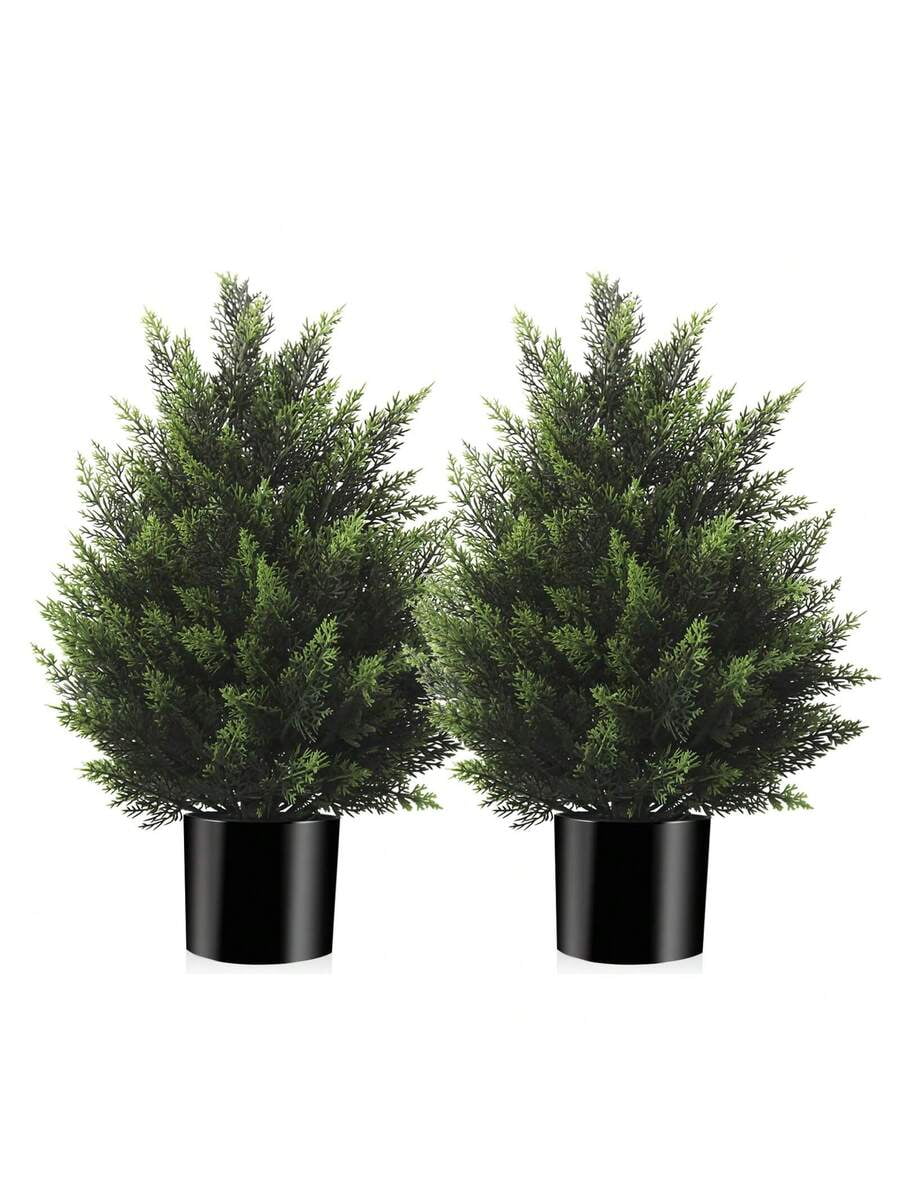 2FT Artificial Cedar Topiary Tree Lifelike Faux Cedar Pines UV Rated ...