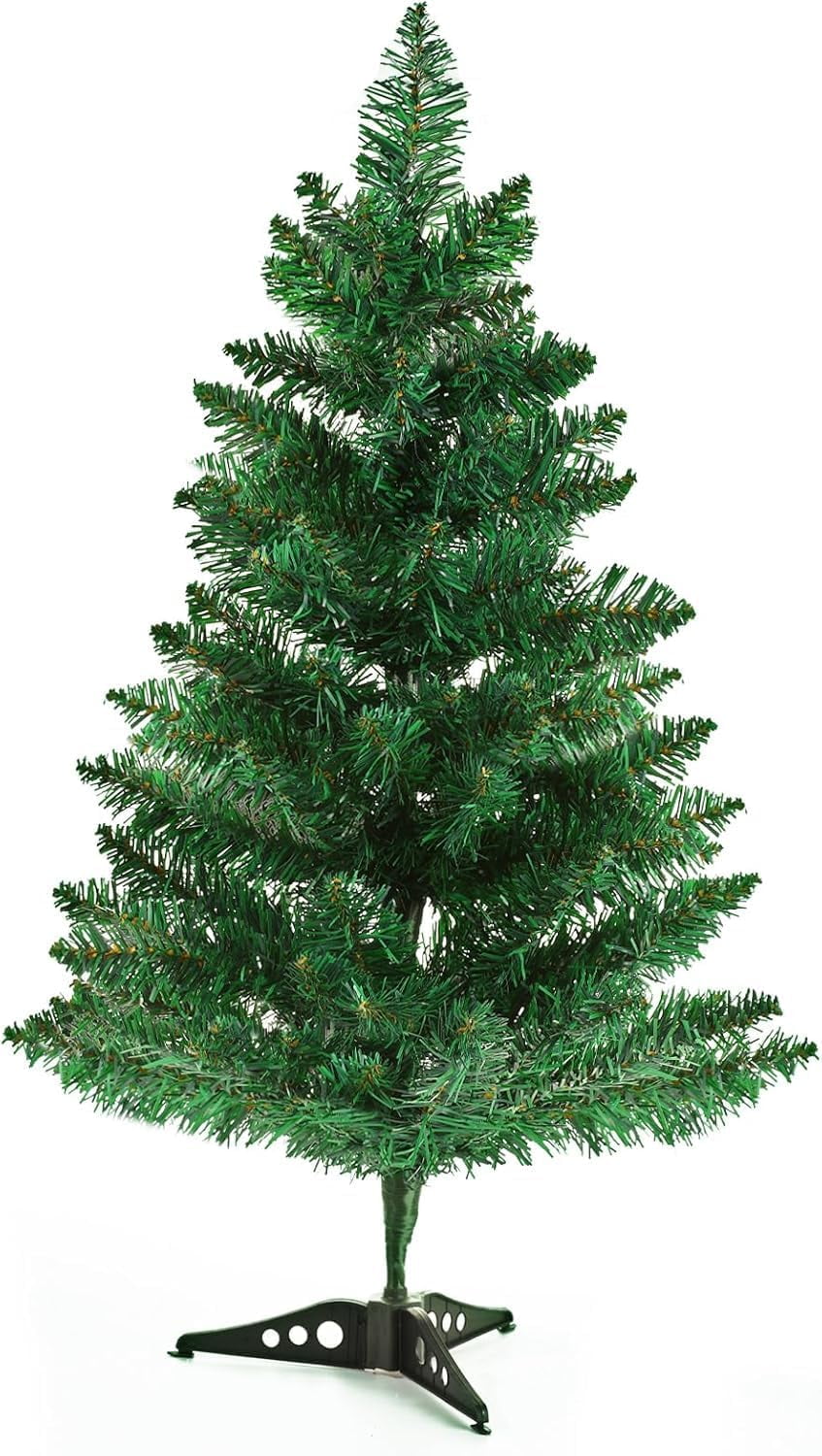 2FT Artificial Christmas Tree Tabletop Christmas Tree with Plastic Stand Mini Xmas Pine Tree for ...