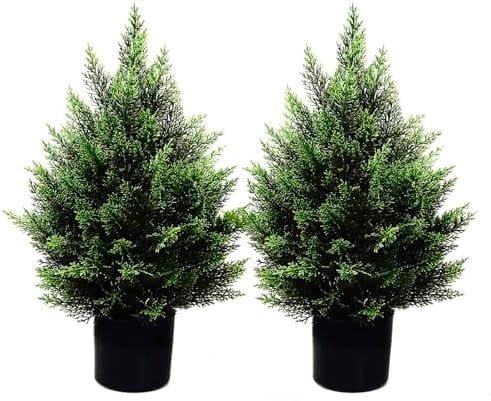 2FT Artificial Topiary Tree Beautiful Realistic Faux Cedar Pines ...