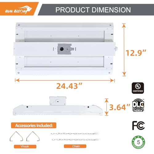 2FT LED Linear High Bay Shop Light, 155W LED Shop Light Fixture, 20 ...
