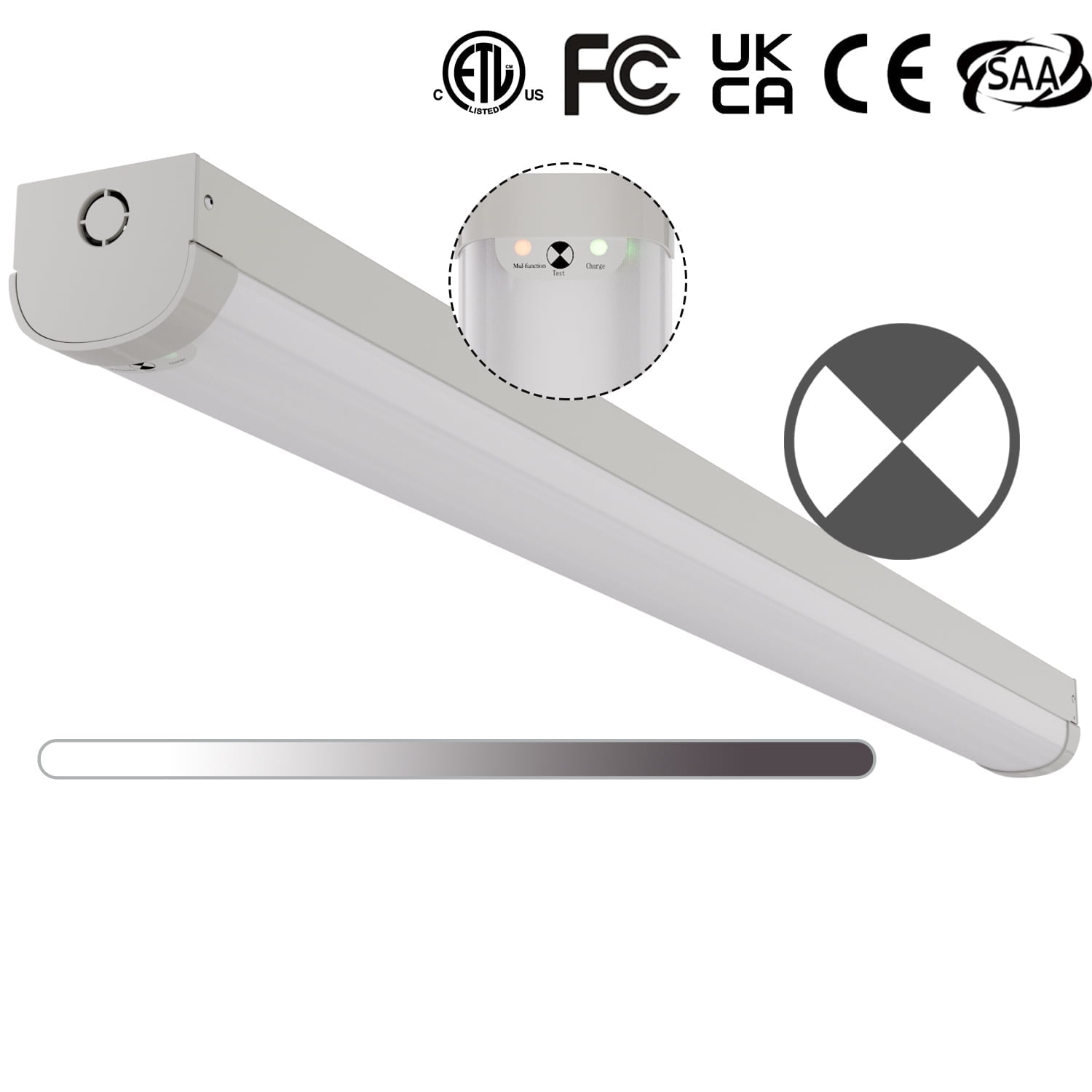 2FT LED Linear Strip Emergency Stairwell Light, 2 Watt Selectable, 10W/20W, 1250lm/2500lm ...