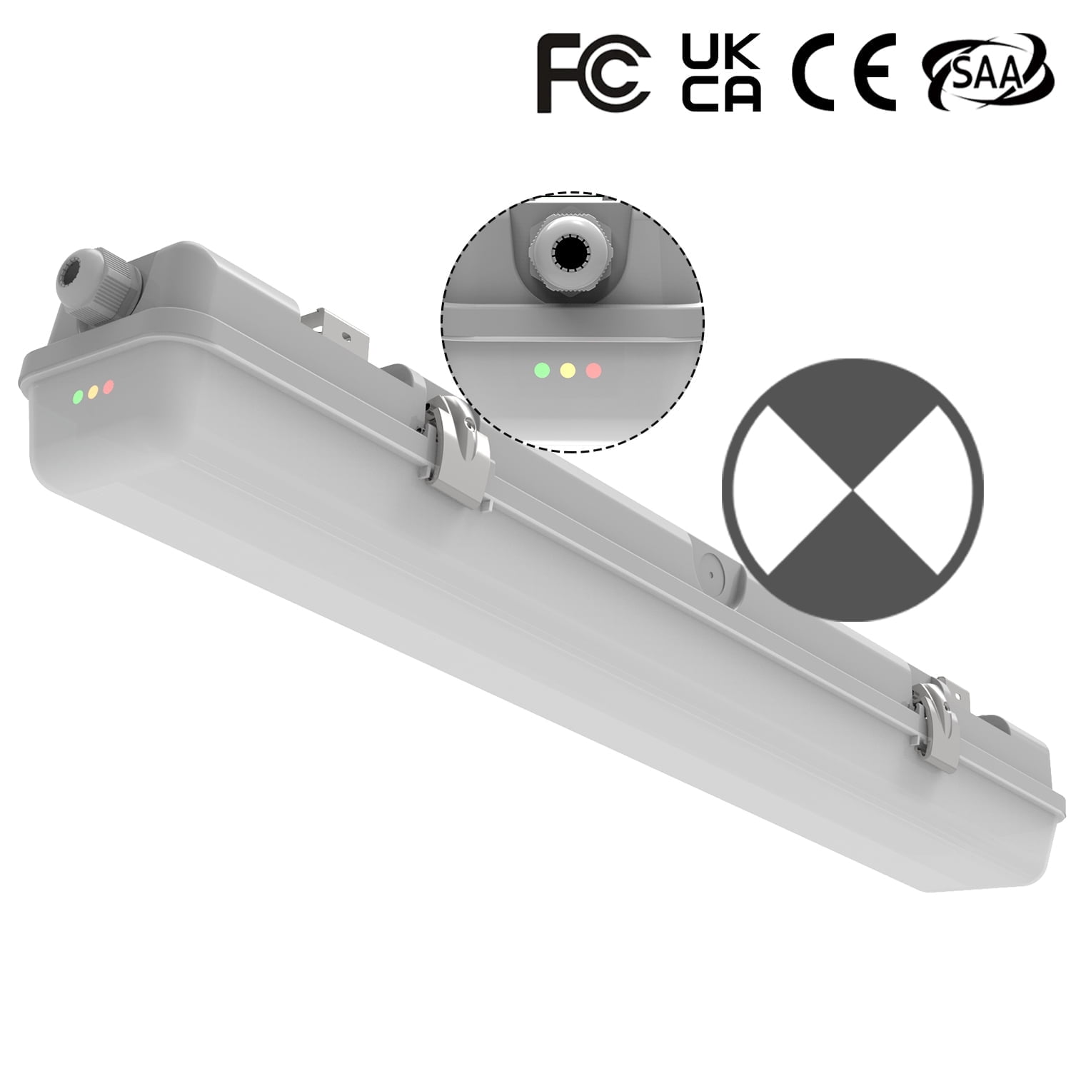 2FT LED Vapor Tight Emergency Light, Battery Backup, IP65 IK08 10W/20W ...