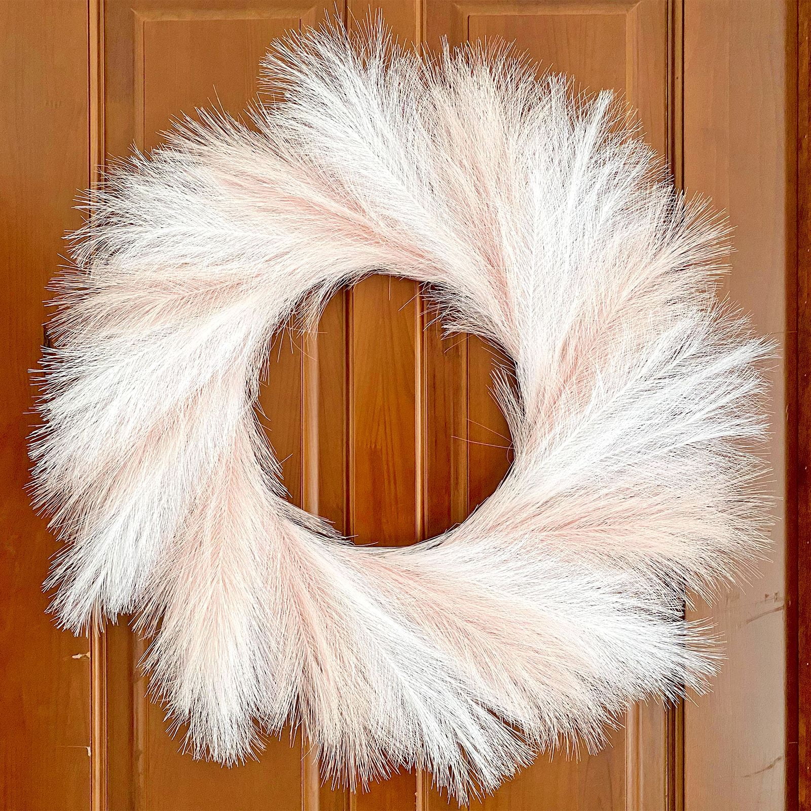 2FT Pampas Grass Faux Wreath, Rustic Farmhouse Fall Decor for All ...