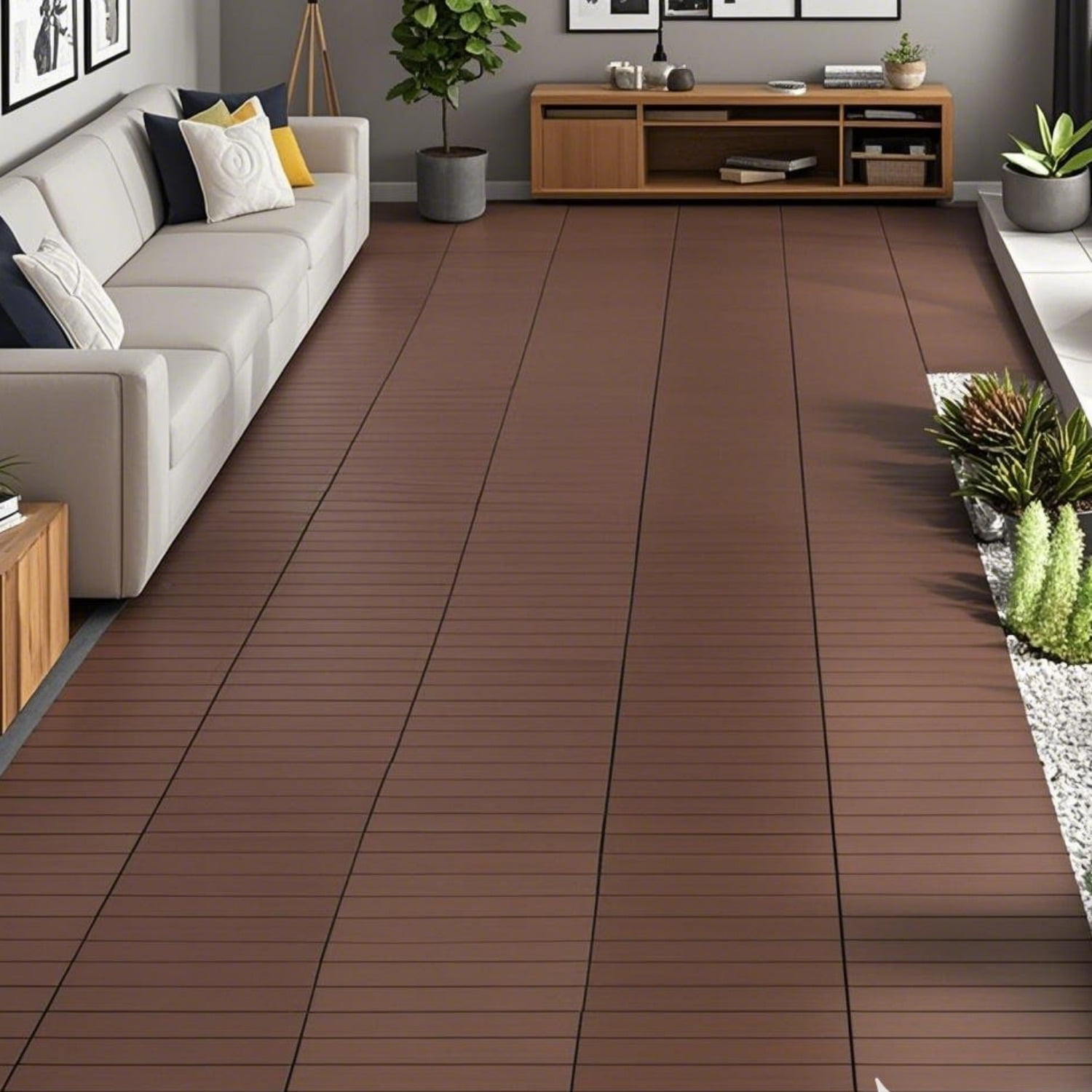 2FT Patio Deck Tiles, DIY Module Interlocking Decking Tiles Floor Tile ...