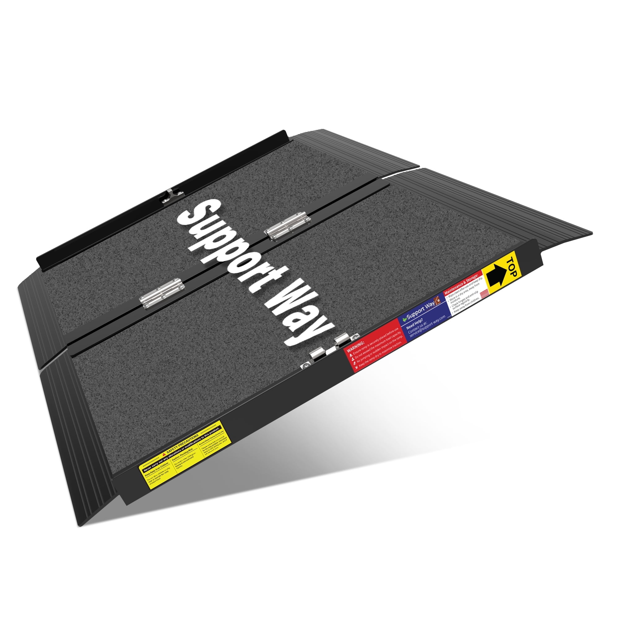 2FT Portable Wheelchair Ramp with Quick-Lock, Black Seamless Non-Slip ...