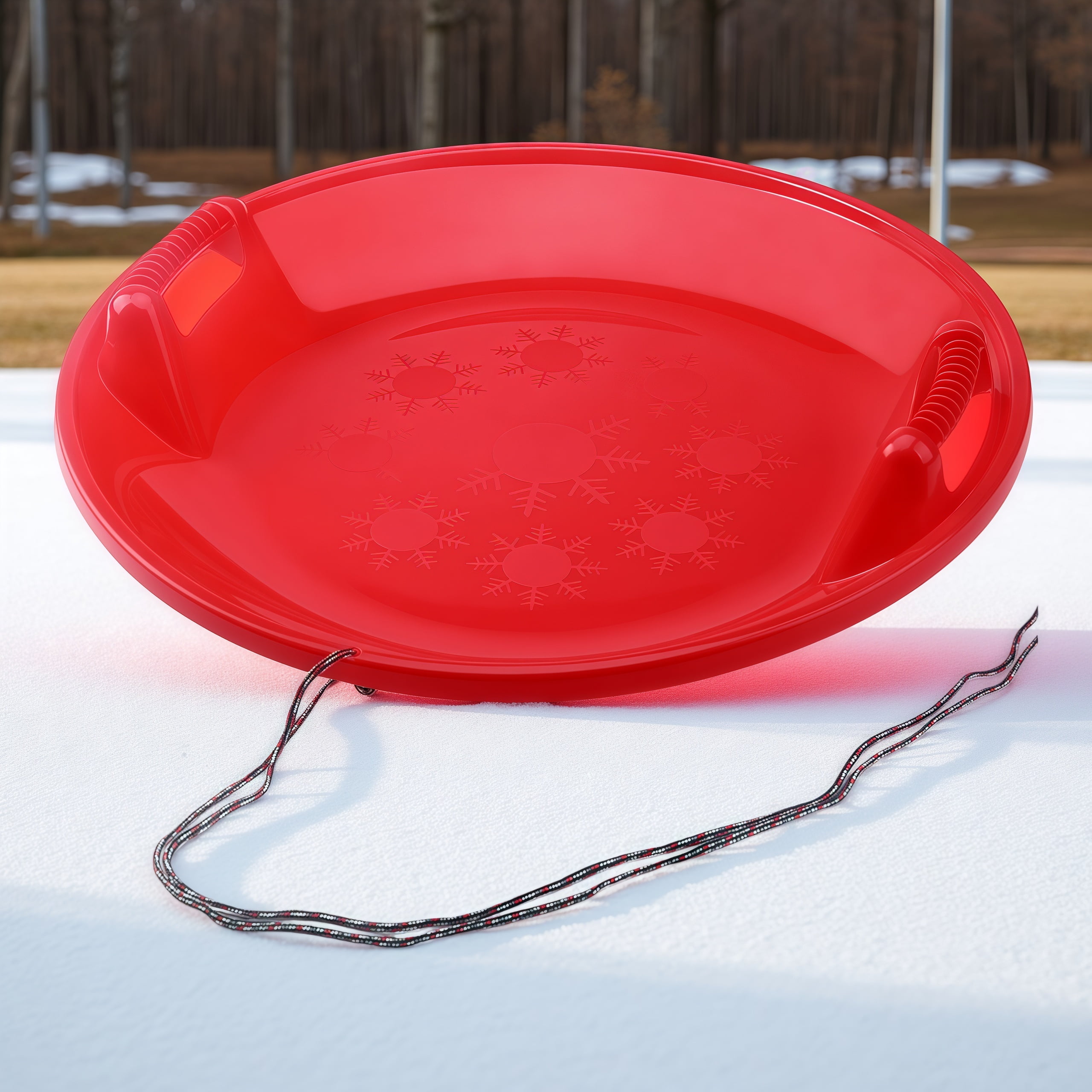 2FT Red Kids Snow Tube, Single Rider Ice Sled with Pull Cord & Ultra ...