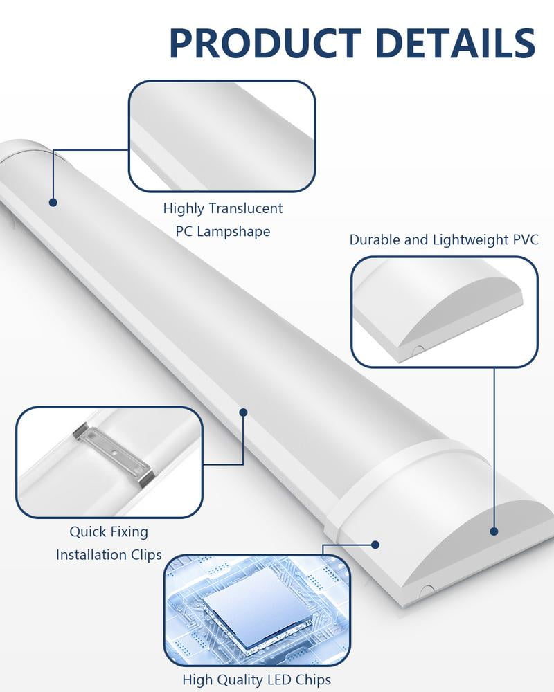 2FT Tube Light LED Fixture Lamp Strip Lights Batten Shop Workbench ...