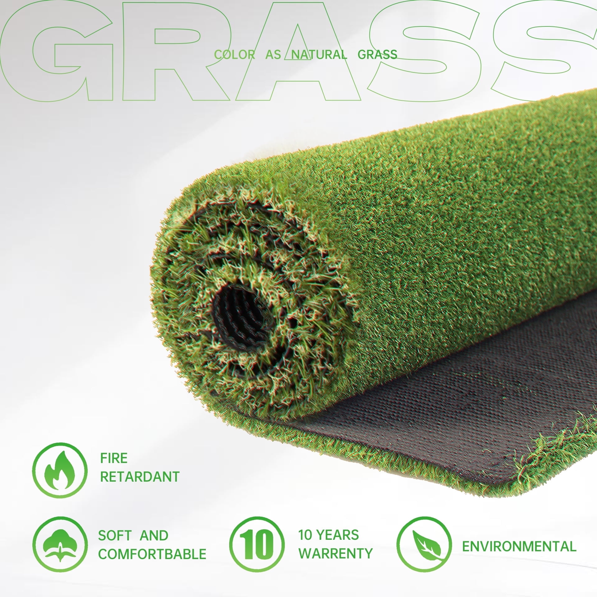 2FTX2FT 1.38" Pile Height Outdoor Artificial Grass Runner Rug, Thick ...