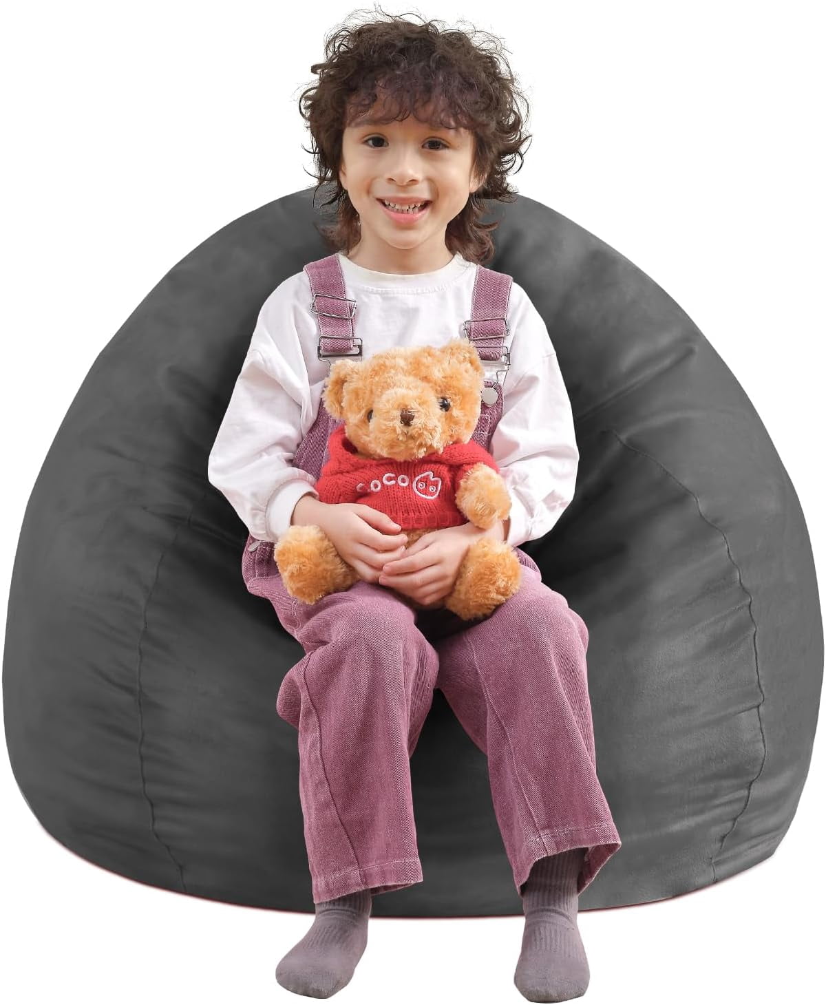 2Ft Bean Bag Chair, Memory Foam Filling Bean Bag Chairs with Velvet ...