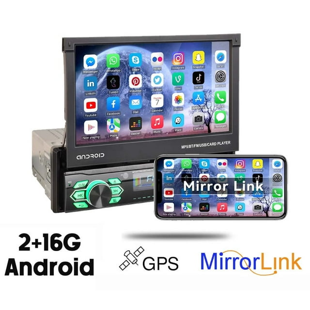 2G+16G Single 1 Din Android Car Stereo Radio 7 Inch Automatic Flip Out ...