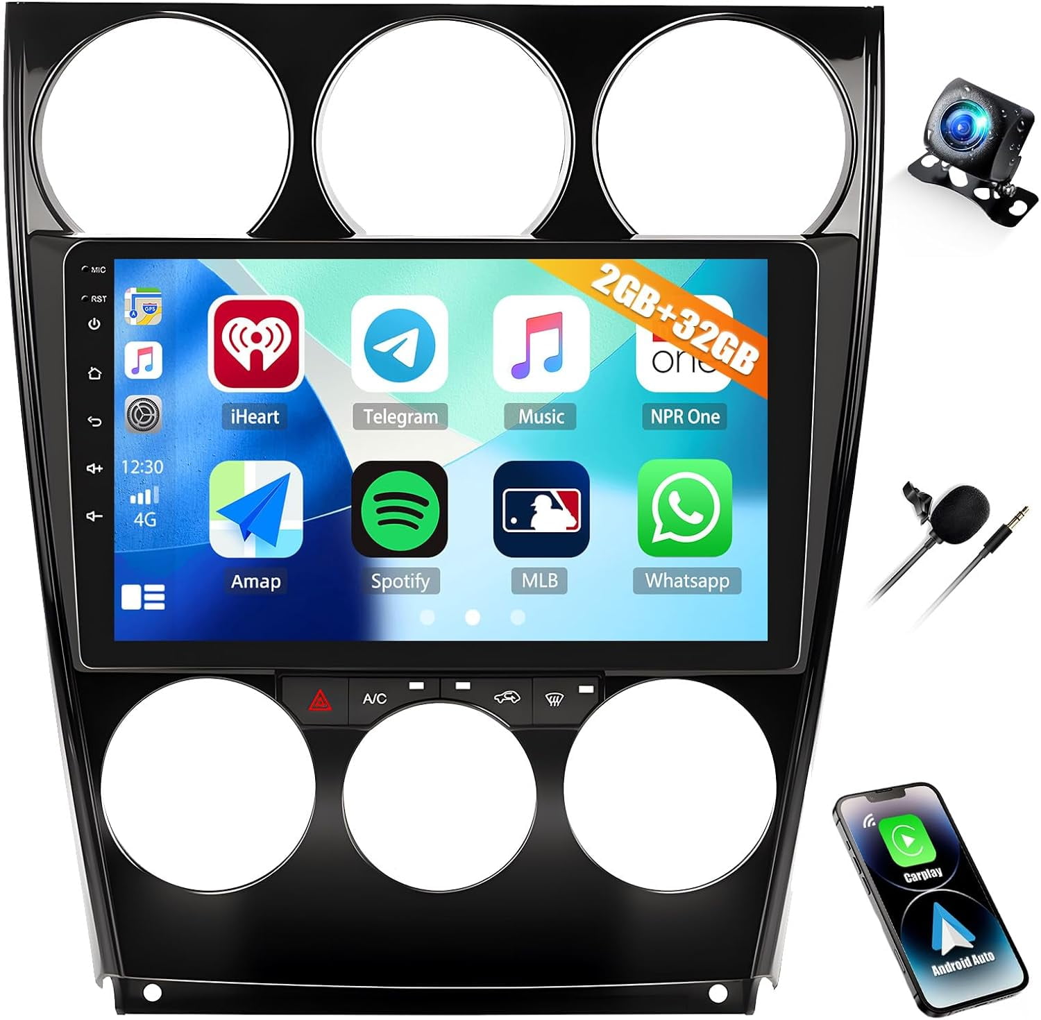 2G+32G Car Radio for Mazda 6 2002-2008 with Wireless CarPlay Android ...