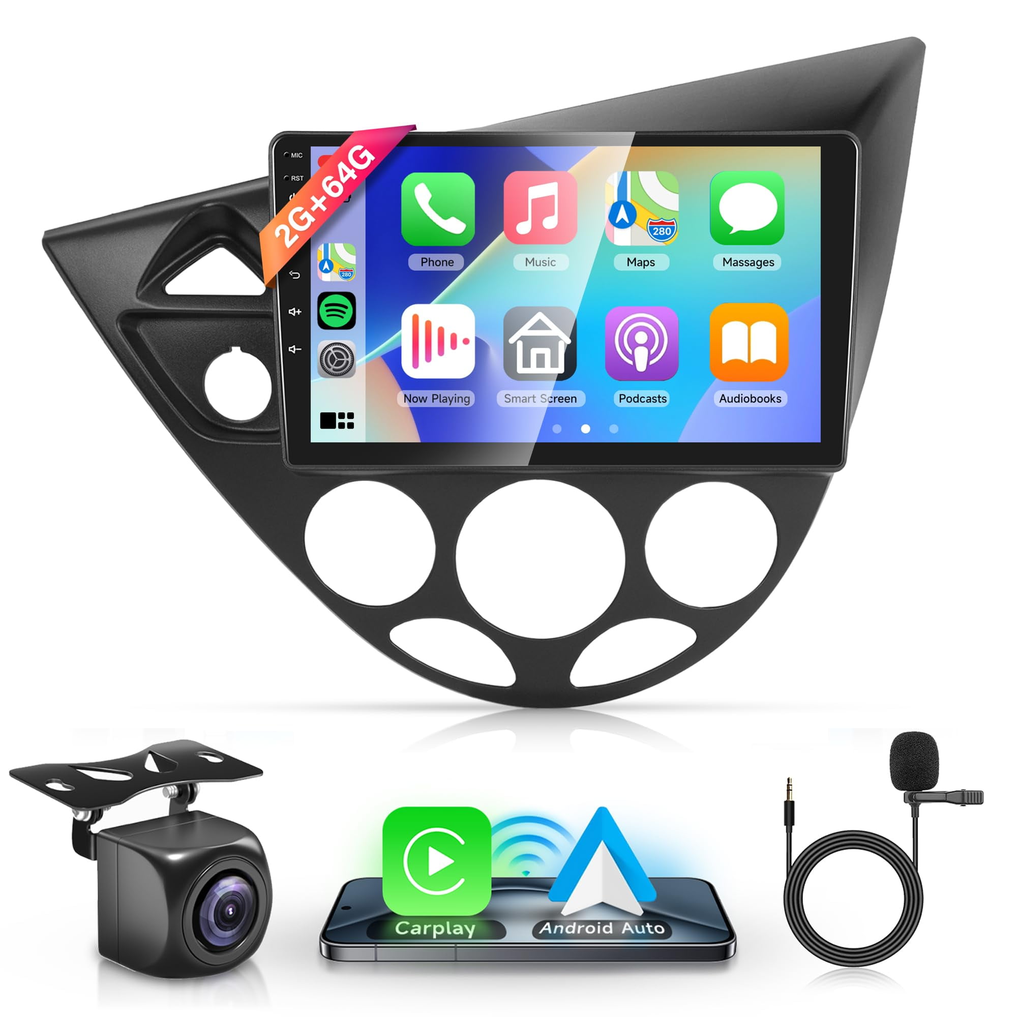 2G+64G Android 13 Car Stereo Radio for Ford Focus 1998-2006 Carplay Android Auto, Rimoody 9 ...