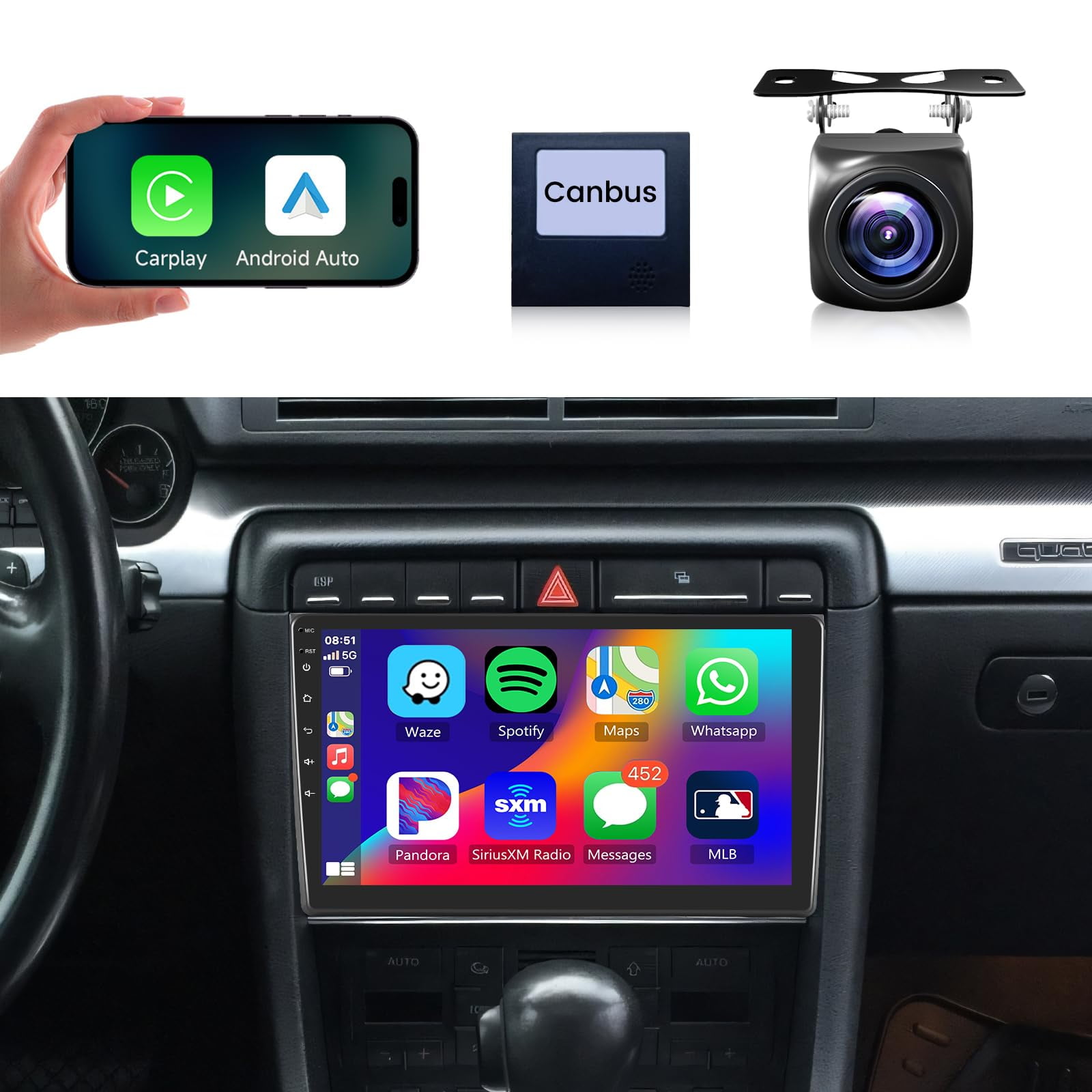 2G 64G Android Car Stereo for Audi A4/S4/RS4 Seat Exeo (2008-2012) Wireless Carplay Android Auto ...