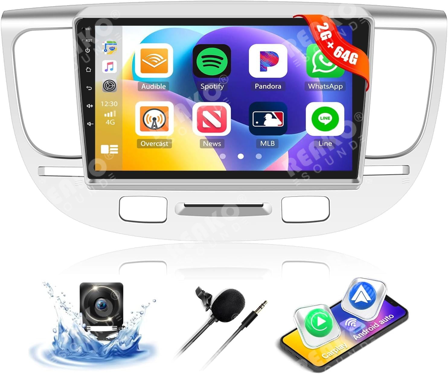 2G+64G Car Stereo Radio with Wireless Apple CarPlay Android Auto for ...