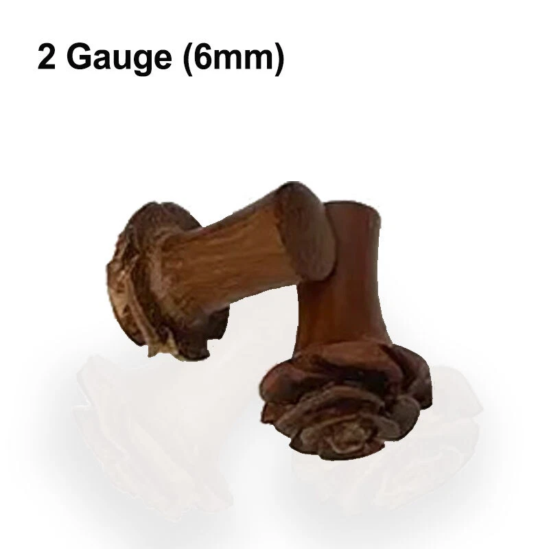 2G Bloom Rose Flower Wooden Ear Plugs Double Flare Wood Rosebud Ear ...