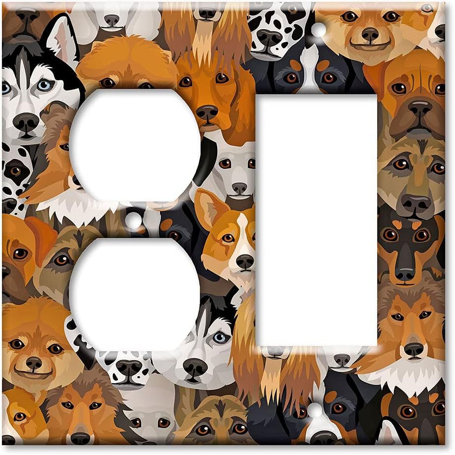 2Gang Combination Switch Plate Outlet Decora Just Dogs (Made in USA ...