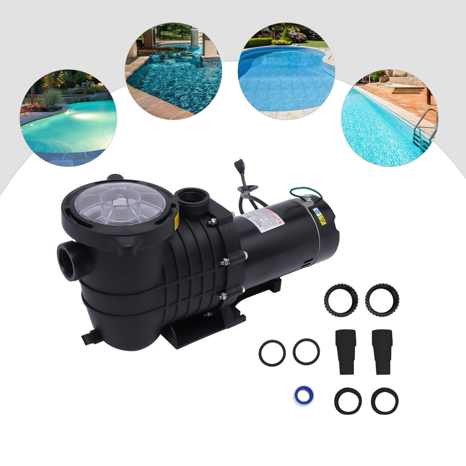 2HP Swimming Pool Pump Self Priming w/Strainer Basket In/Above Ground ...