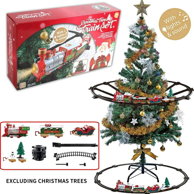 2IN1 Electric Christmas Train Toys for Kids and Christmas Tree Lights ...