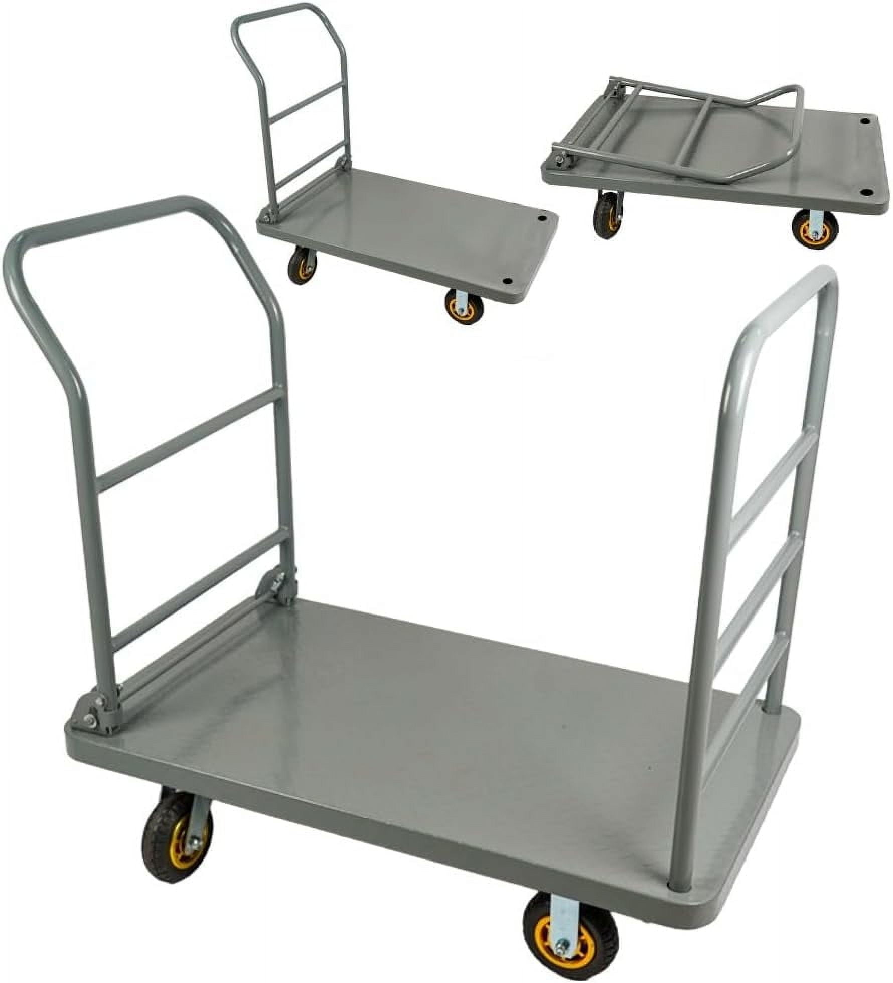 2IN1 Folding Platform Truck Cart, 2200LBS Heavy Duty Steel Flatbed Cart with Detachable Rear ...