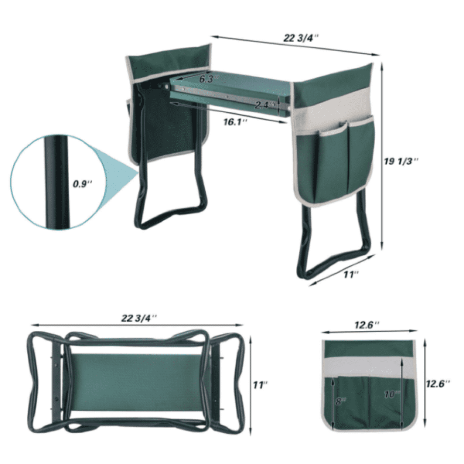 2IN1 Portable Folding Kneeler Seat Garden Bench Pad Stool w/ Gloves, 2 ...