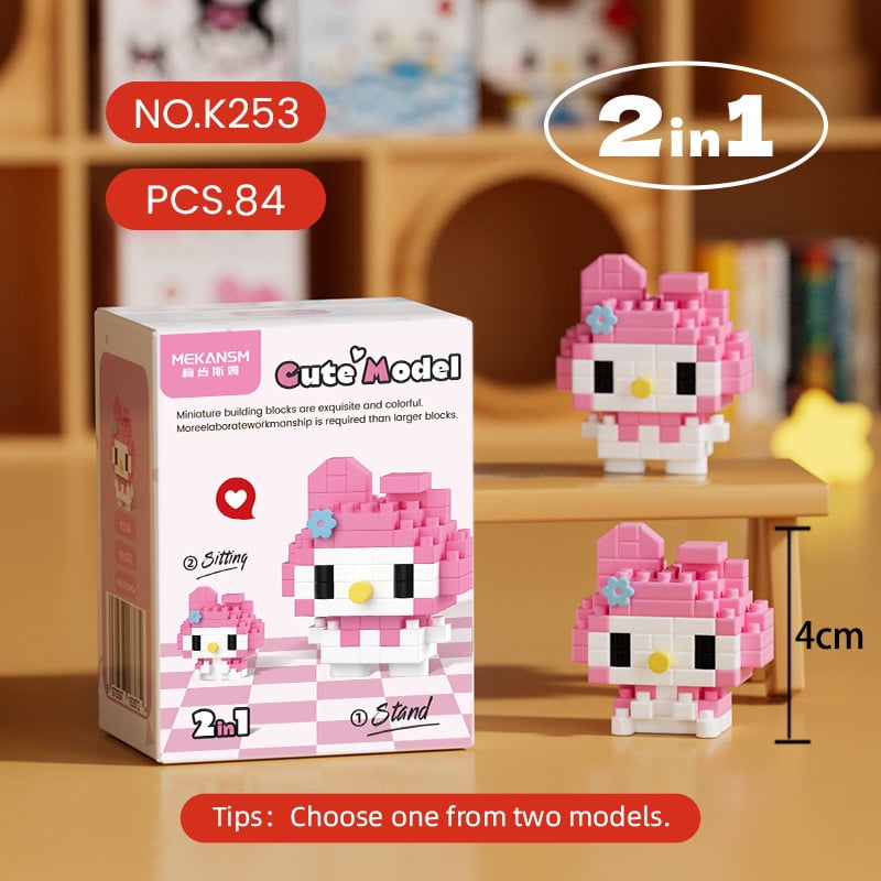 2IN1 Sanrio Building Blocks Hello Kitty Lega Blocks Melody Cartoon Character Kuromi Model ...