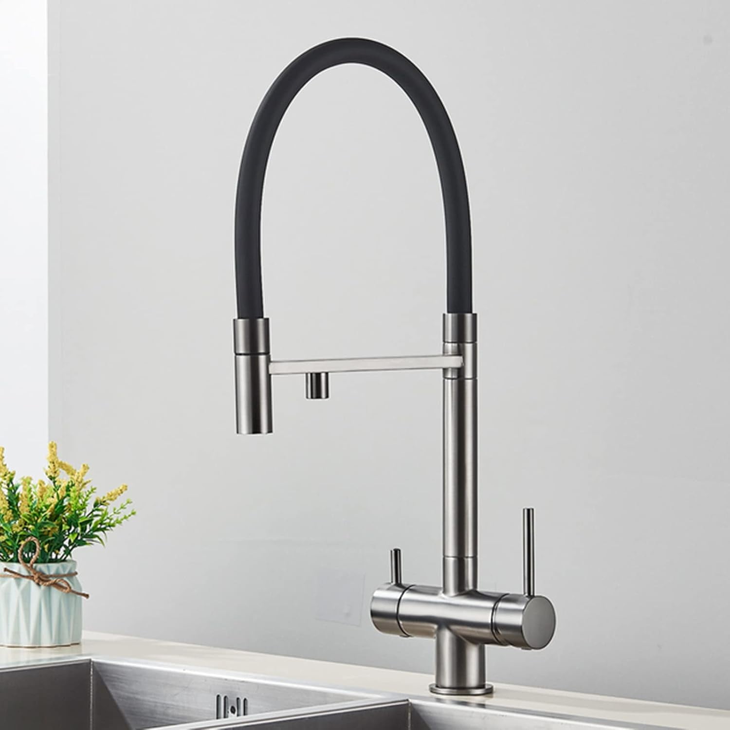 2In1 Kitchen Faucet Kitchen Sink Faucet with Pull Down 2 Handle Water ...