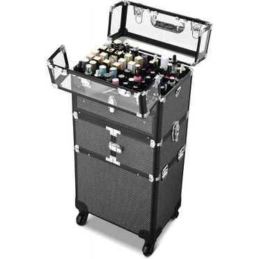 Byootique 2in1 Nail Polish Organizer Rolling Makeup Train Case Manicure ...