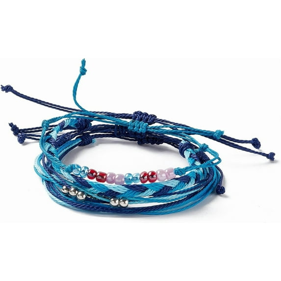 2Inch 4Pcs 4 Style Alloy Glass Bracelets Surfer Weaving Bracelet ...