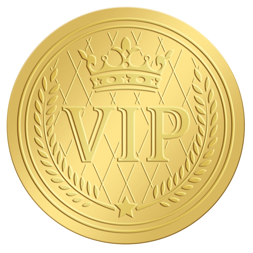 2Inch Gold VIP Crown 100pcs Adhesive Embossed Foil Seals Stickers Label ...