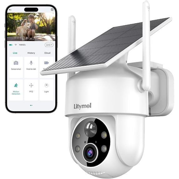 2K 360° View Security Cameras Wireless Outdoor, Solar Cameras for Home ...