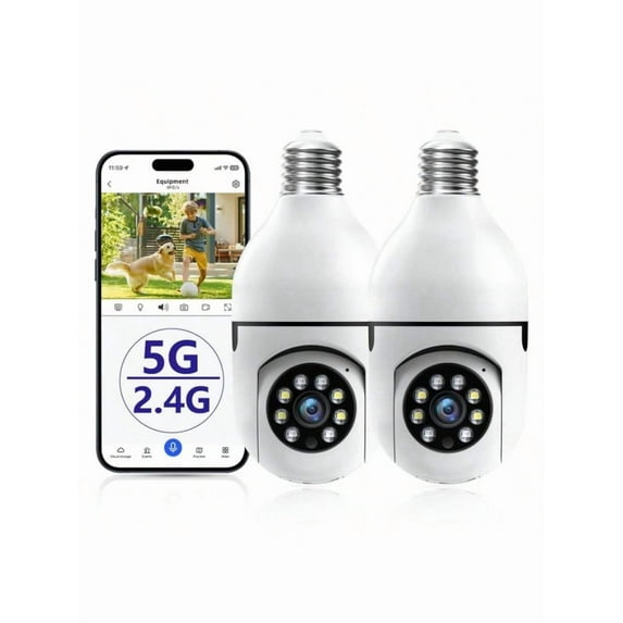 2K/3MP Light Bulb Security Camera - WiFi, 360° PTZ, Remote Voice ...