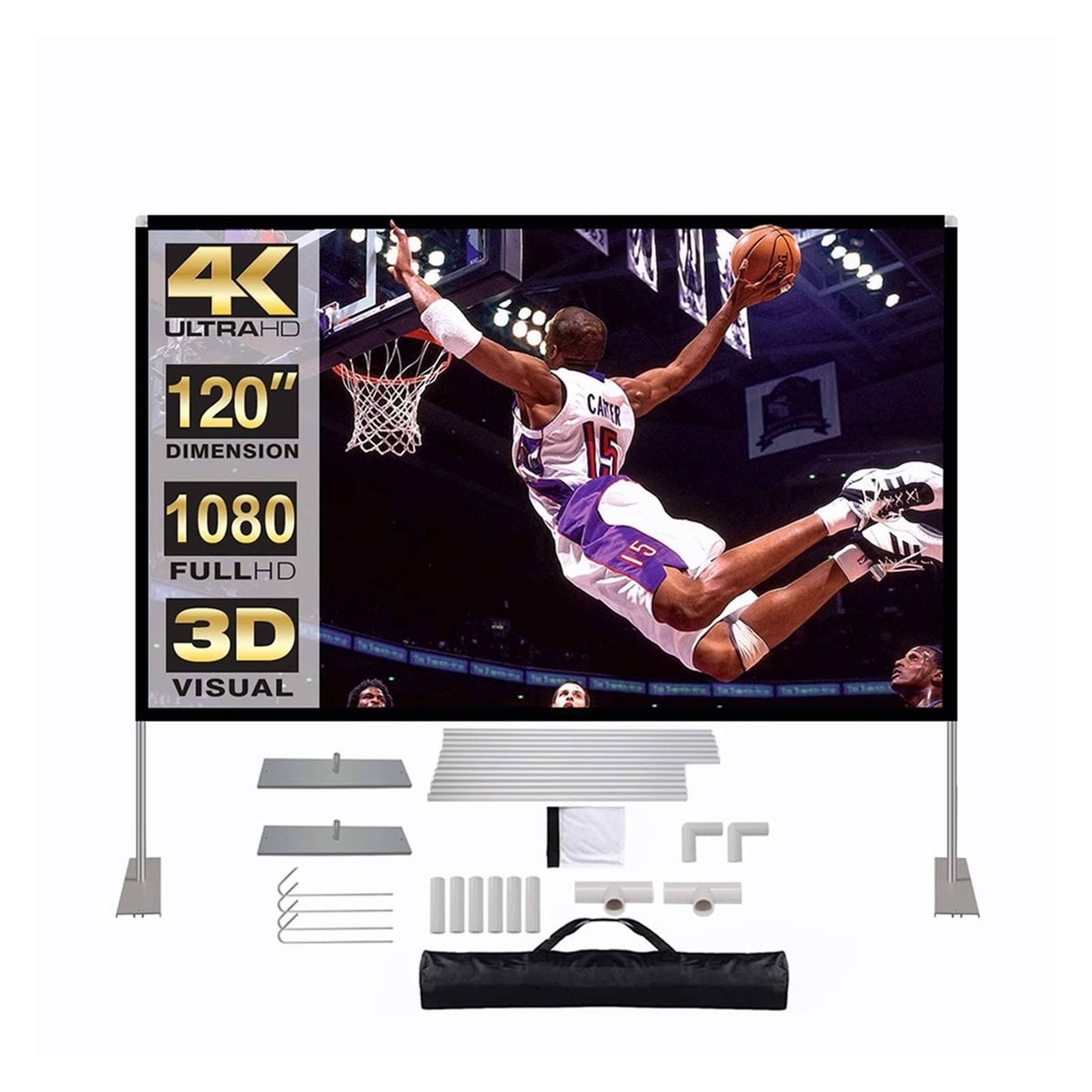 2K 4K 3D Full HD Folding Projector Screen Set Portable 100 Inch 120inch Camping Outdoor Office ...