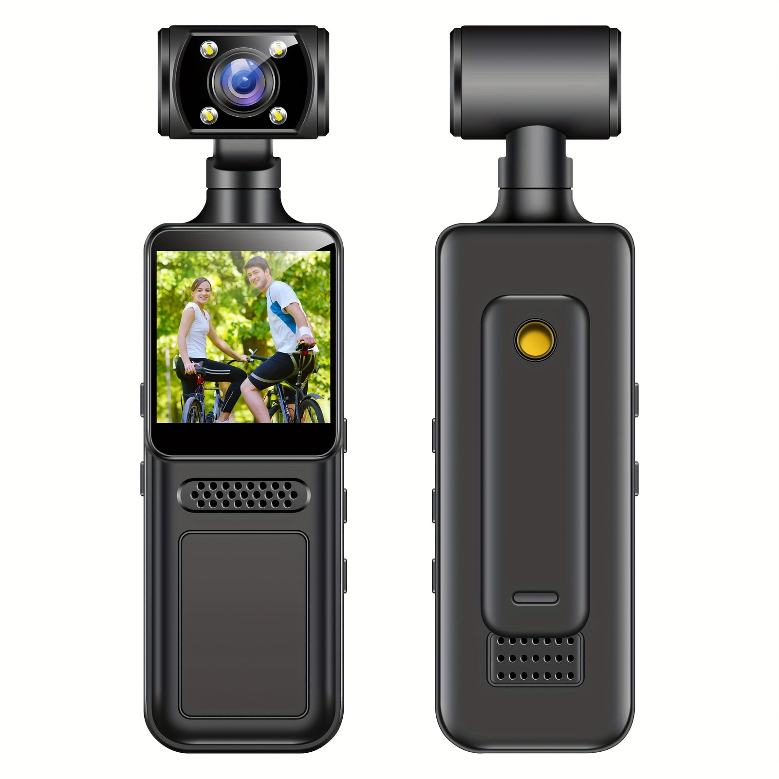 2K/4K HD Portable Action Camera with 180° Rotating Lens, One-Touch ...