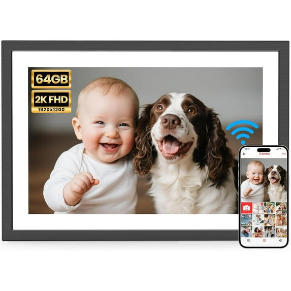 2K 64GB Frameo 10.1" Digital Picture Frame WiFi Electronic Photo Frame ...