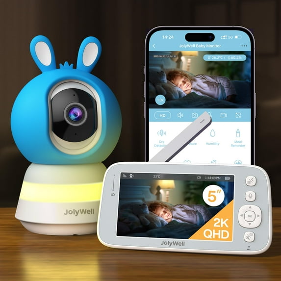 2K Baby Monitor with Camera and Audio, 5" Display Wifi Baby Monitor ...