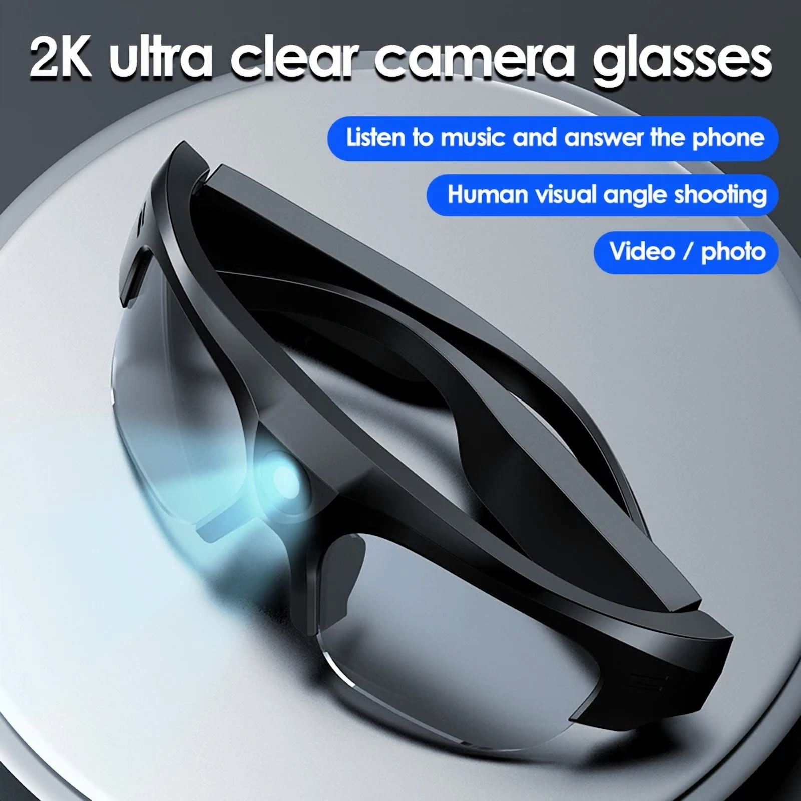 2K Camera Bluetooth Glasses - Hands-Free Video Recording, Music/Calls ...