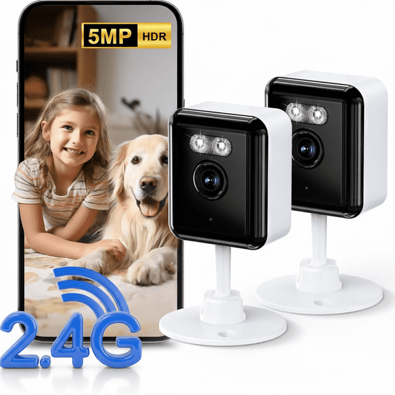 2K Cameras for Home Security, 2.4GHz Wi-Fi Indoor Camera for Dog/Pet ...