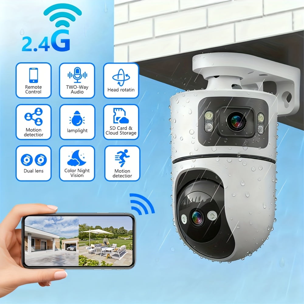2K Dual Lens Wireless Monitoring Camera - 2.4G&5GHz WiFi - Dual Screen ...