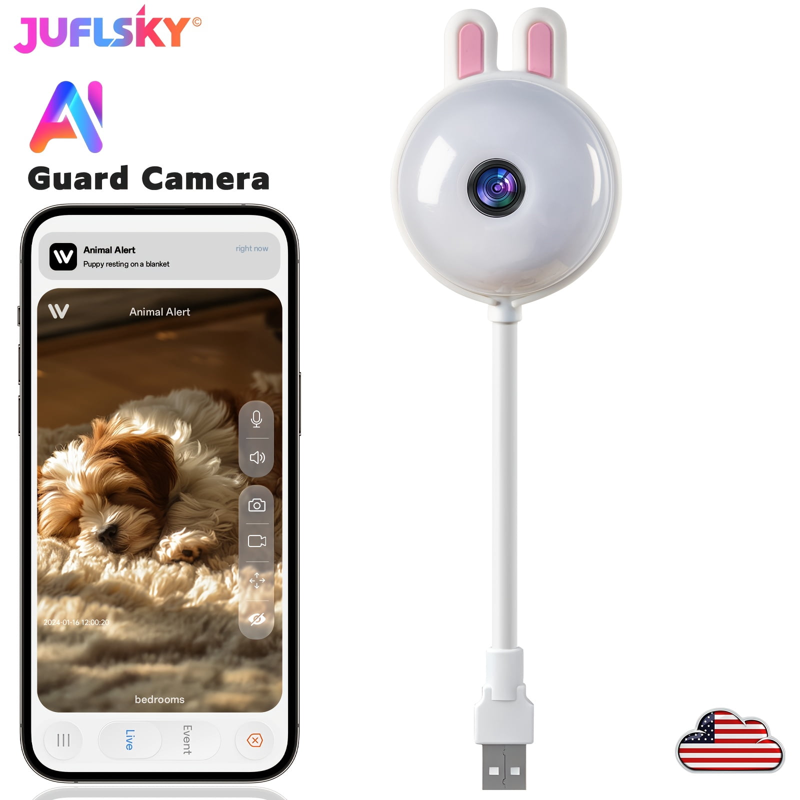 2K HD Wireless Smart Security Camera – 360° Night Vision, Human-Pet ...