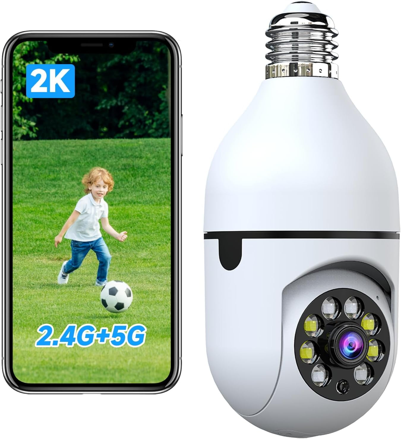 2K Light Bulb Camera - Outdoor/Indoor Camera with 5GHz & 2.4GHz WiFi ...