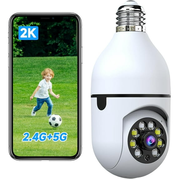2K Light Bulb Camera - Outdoor/Indoor Camera with 5GHz & 2.4GHz WiFi ...