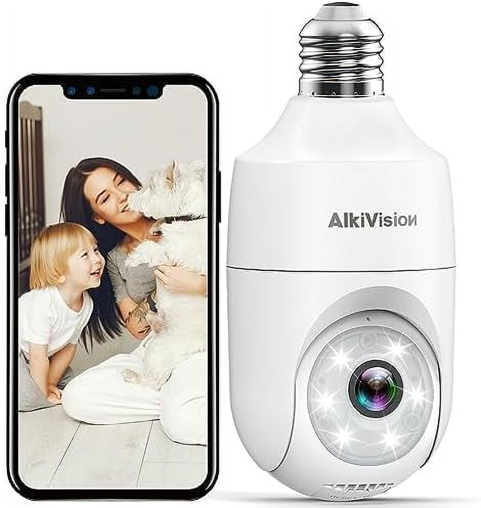 2K Light Bulb Security Cameras Wireless Outdoor - 2.4G Hz 360° Motion ...