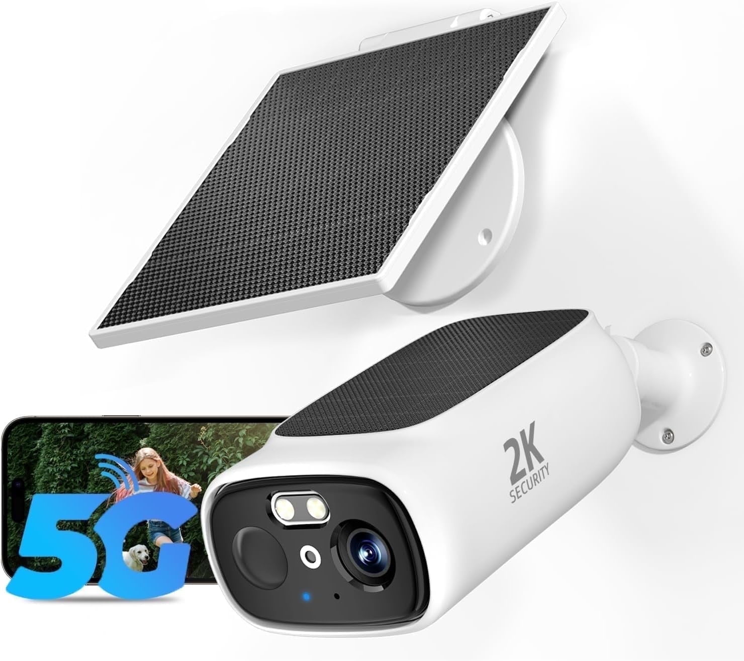 2K Solar Outdoor Security Cameras Wireless Wifi, Outdoor 24/7 Recording ...