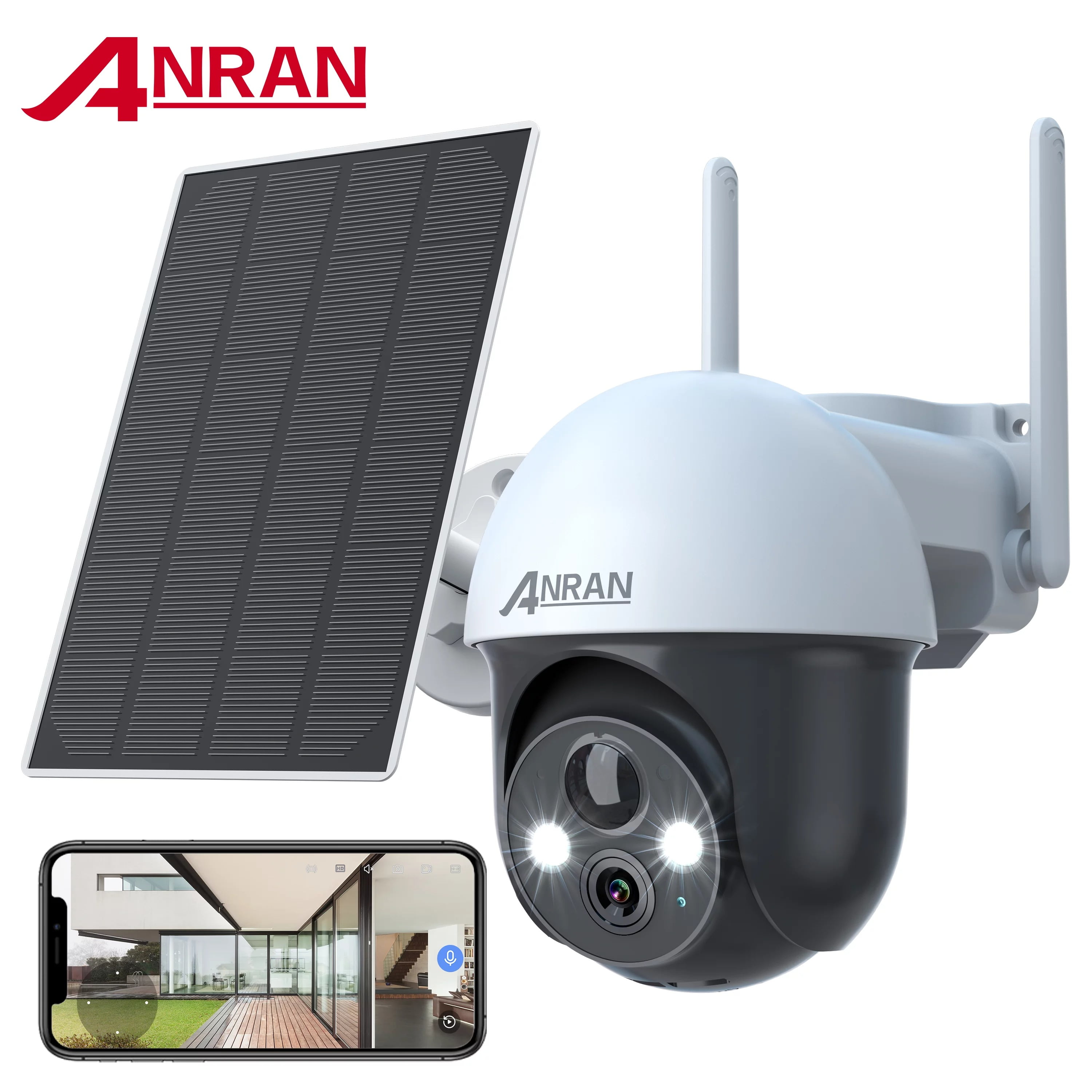 2K Solar Security Camera with Spotlight, ANRAN 360° View Wireless ...