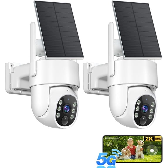 2K Solar Security Cameras Wireless Outdoor, 5G&2.4GHz Dual WiFi Cameras ...