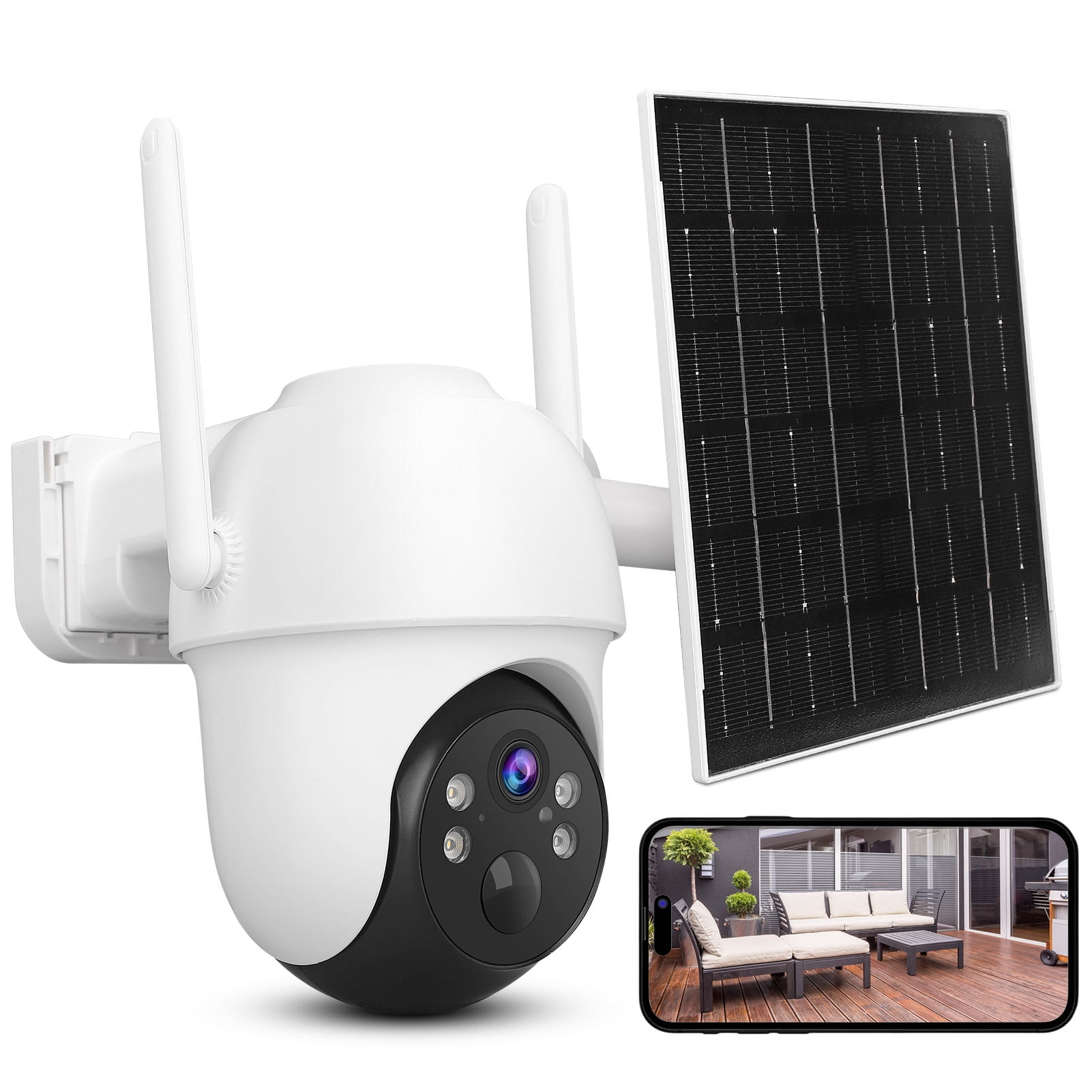 2K Solar Security Cameras Wireless Outdoor, Rechargeable Battery PTZ ...
