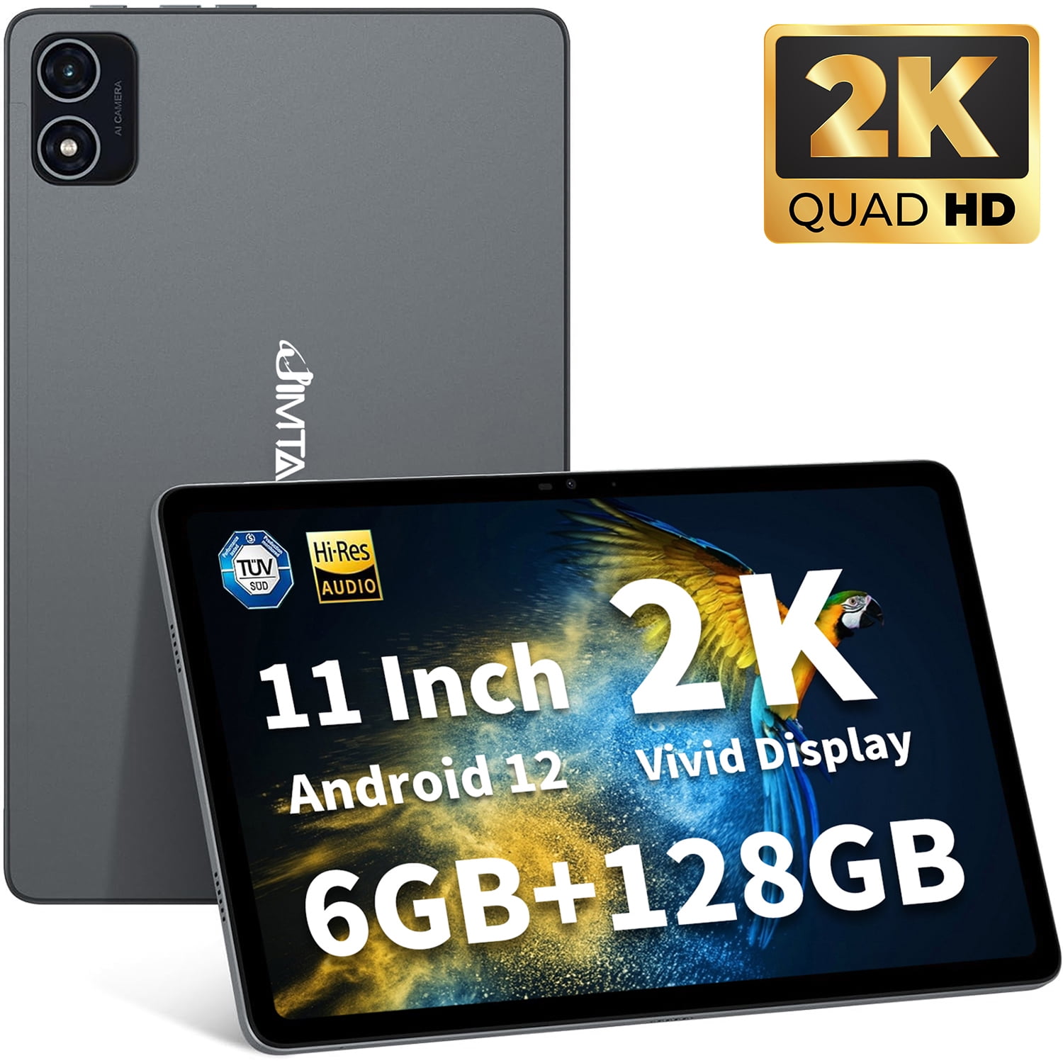 2K Vivid Tablet, JIMTAB A95 11" Android 12 Tablets, 6GB+128GB Octa-Core ...