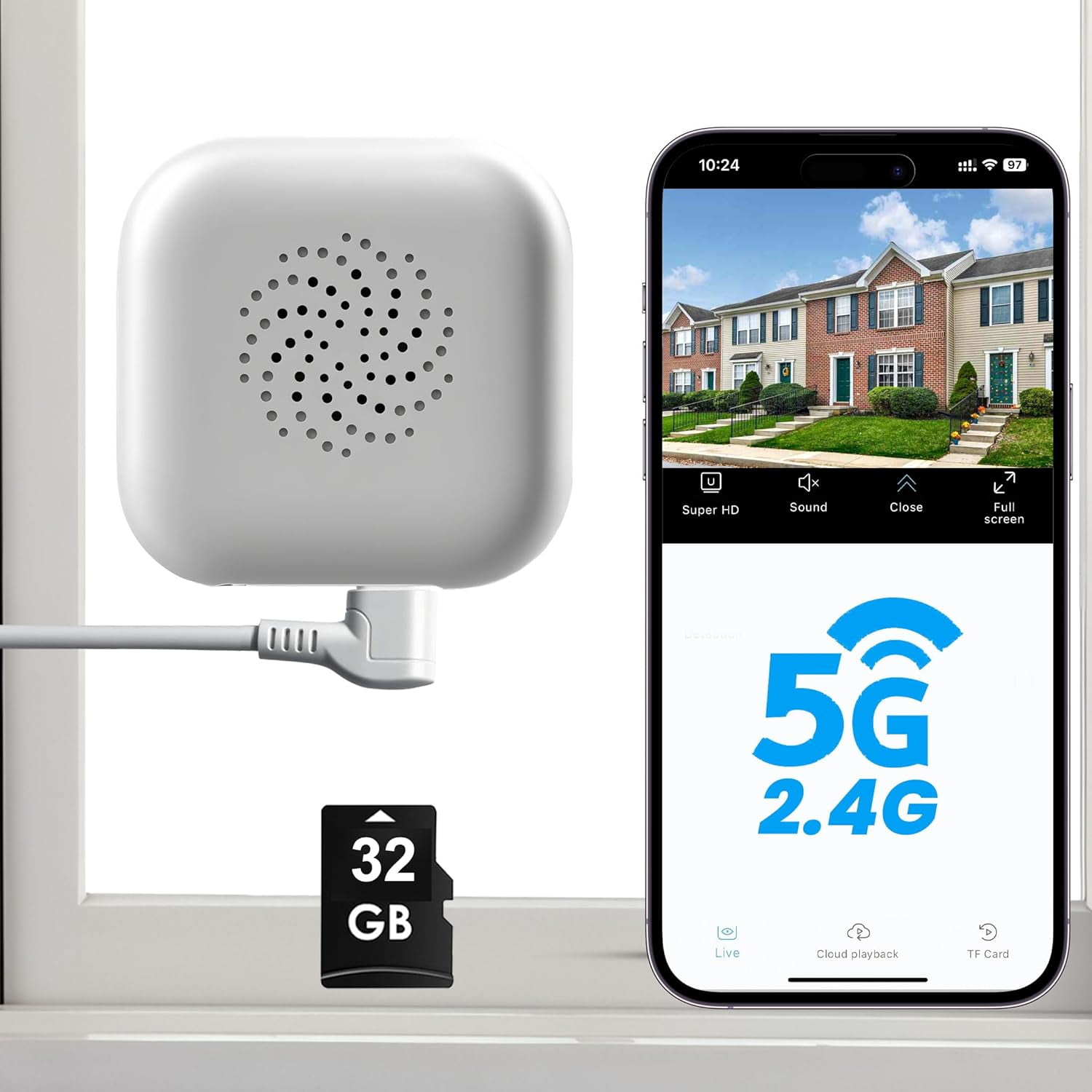 2K Window Camera with 32GB SD Card, 5GHz & 2.4GHz WiFi Indoor Cameras ...