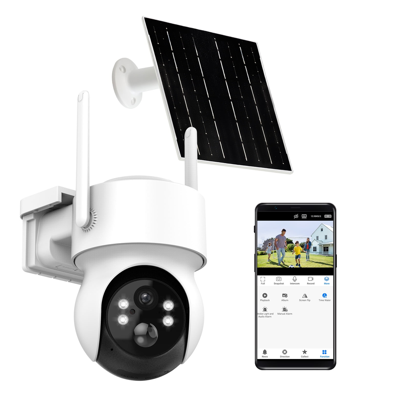 2K Wireless Solar Security Camera Outdoor with Floodlight, 4MP WiFi PTZ ...